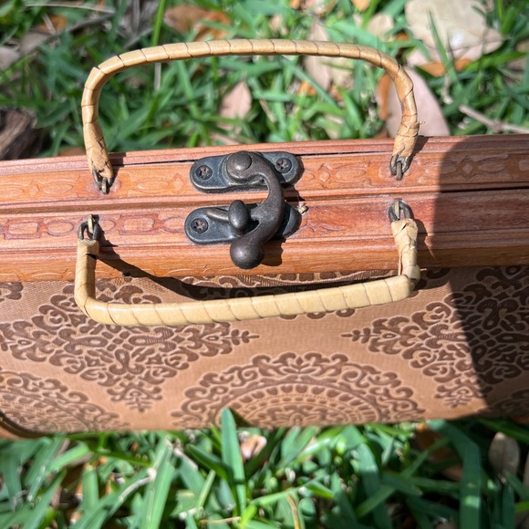 Vintage | Bags | Rare Vintage 94s Boho Box Bag Purse 1940s Wood Rattan ...
